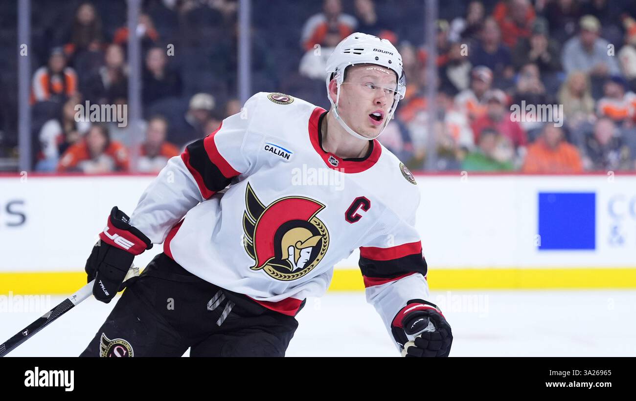 Ottawa Senators' Brady Tkachuk plays during an NHL hockey game Tuesday ...