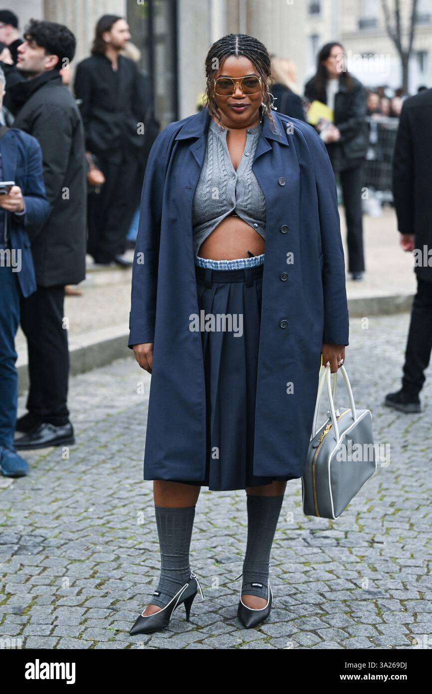 Paris, France. 11th Mar, 2025. Gabriella Karefa-Johnson attending the Miu Miu Womenswear Fall ...