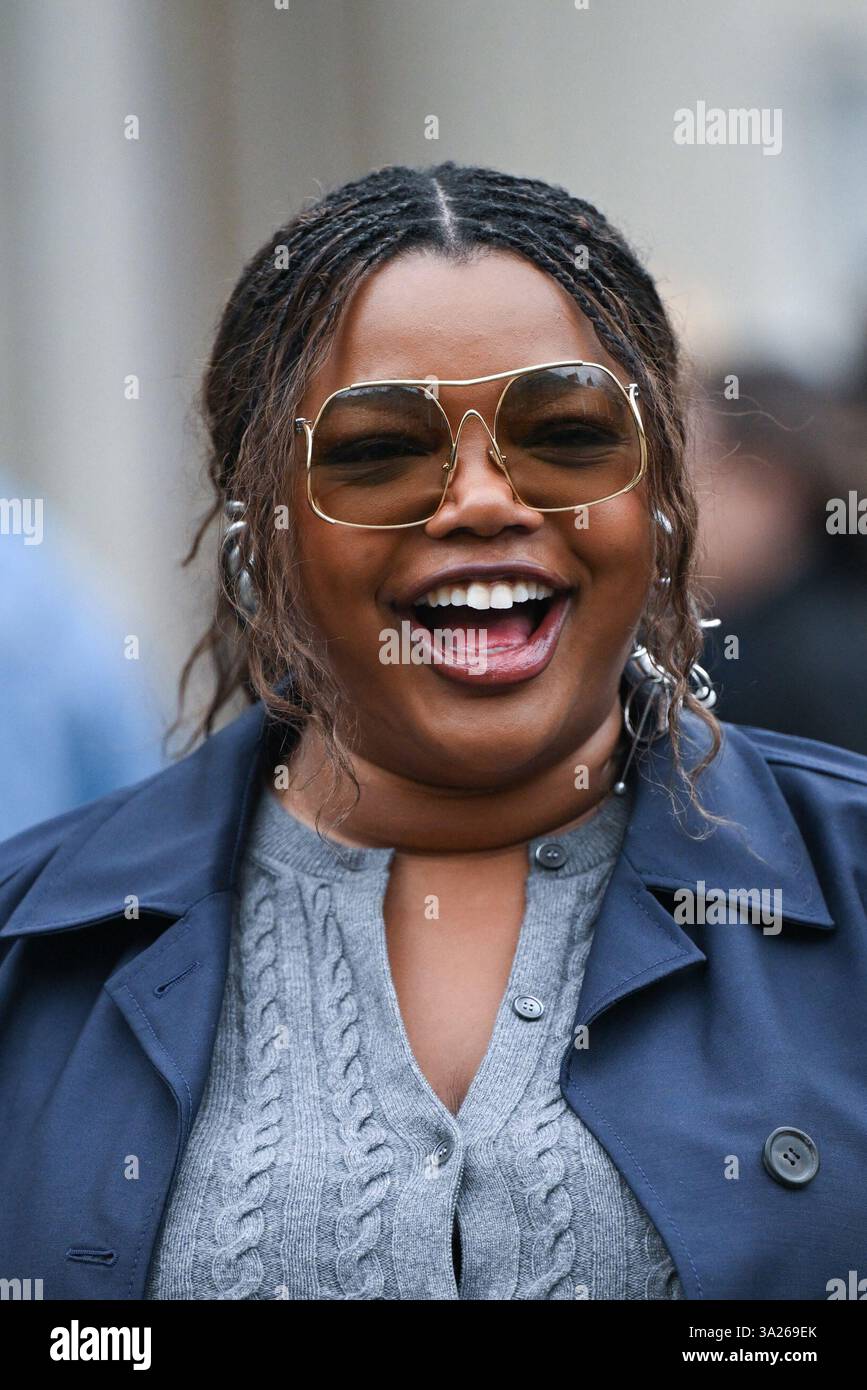 Paris, France. 11th Mar, 2025. Gabriella Karefa-Johnson attending the Miu Miu Womenswear Fall ...