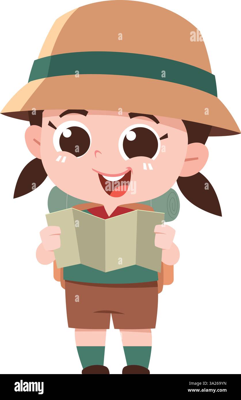 Smiling Girl Scout Reading a Map Stock Vector Image & Art - Alamy