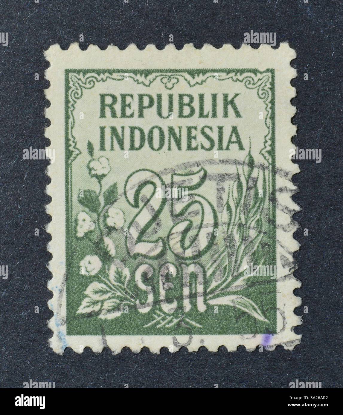 Cancelled Postage stamp printed by Indonesia, that shows Rice and ...