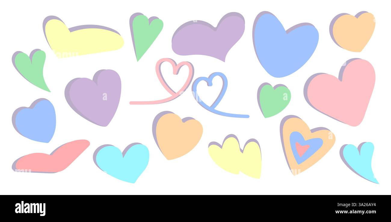Soft pastel heart set, vector illustration Stock Vector Image & Art - Alamy
