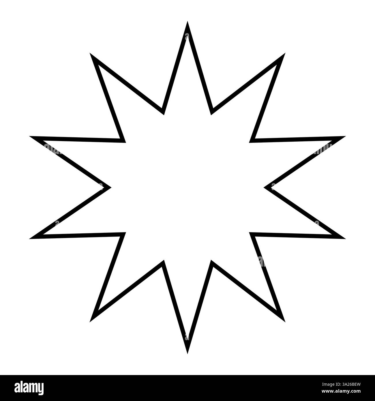 star shape symbol, black and white vector silhouette illustration of simple ten pointed star ...