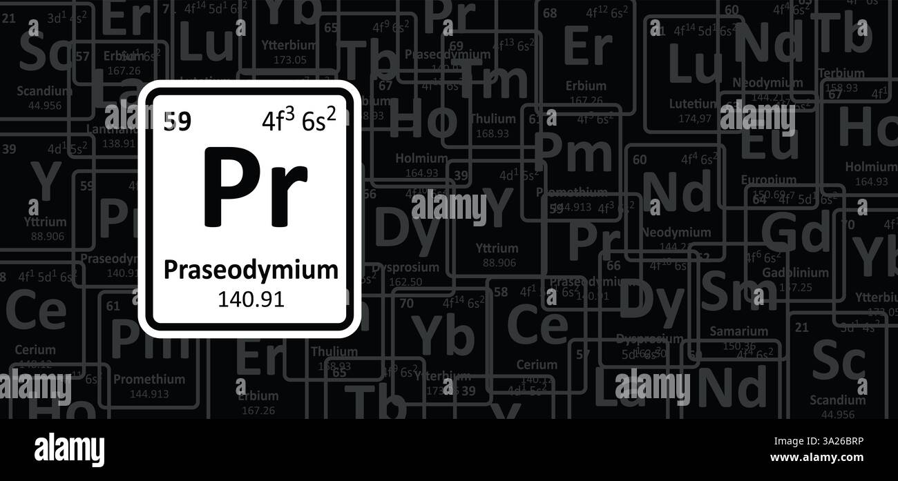 Praseodymium, symbol Pr, atomic number 59. is a chemical element, a ...