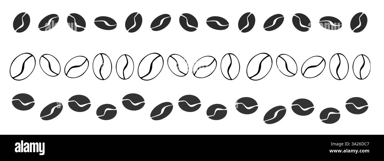 Coffee bean hand drawn border, simple sketch divider. Line decoration ...