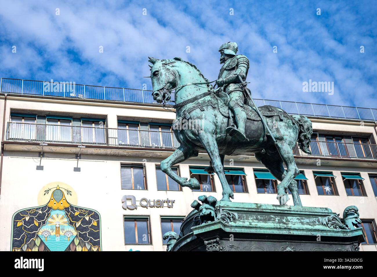 Equestrian statue with King Karl IX, the founder of Gothenburg, at ...