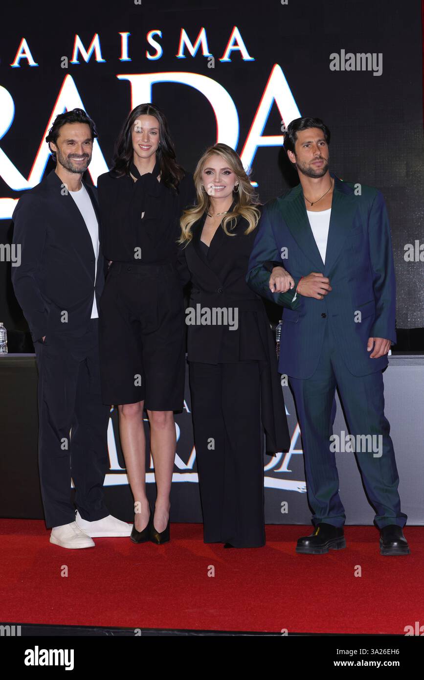 (L-R) Iván Sánchez, Pamela Almanza, Angelica Rivera, Diego Klein pose during a Photocall for the ...