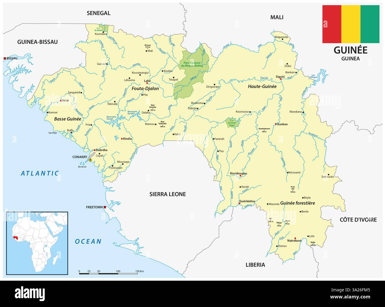 Guinea political map capital conakry hi-res stock photography and ...