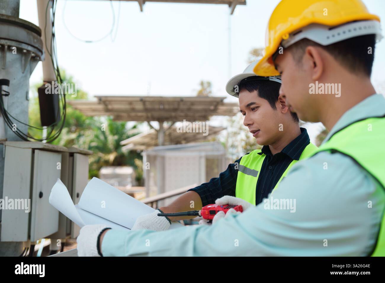 Sustainable Solutions and Renewable Energy Installation. Technicians ...