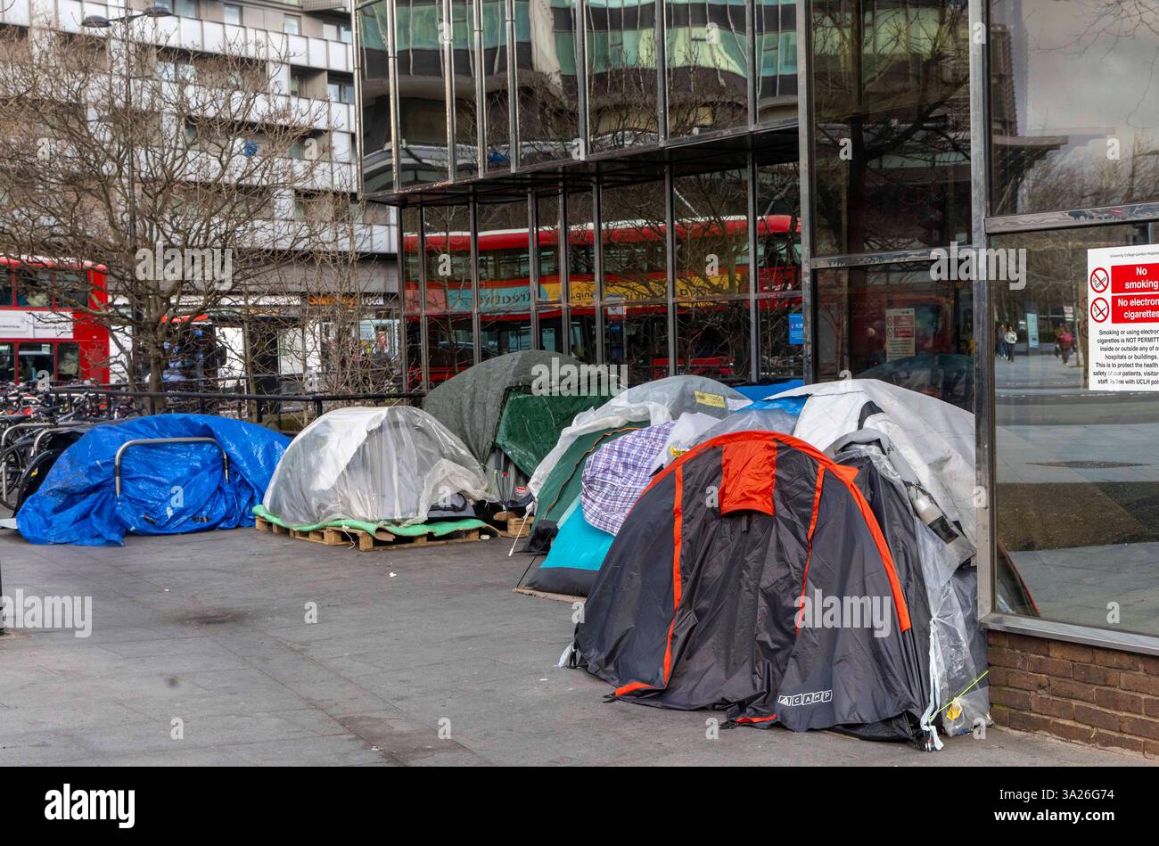 Homeless people seeing in tents at Euston. Well over 12,000 people are ...