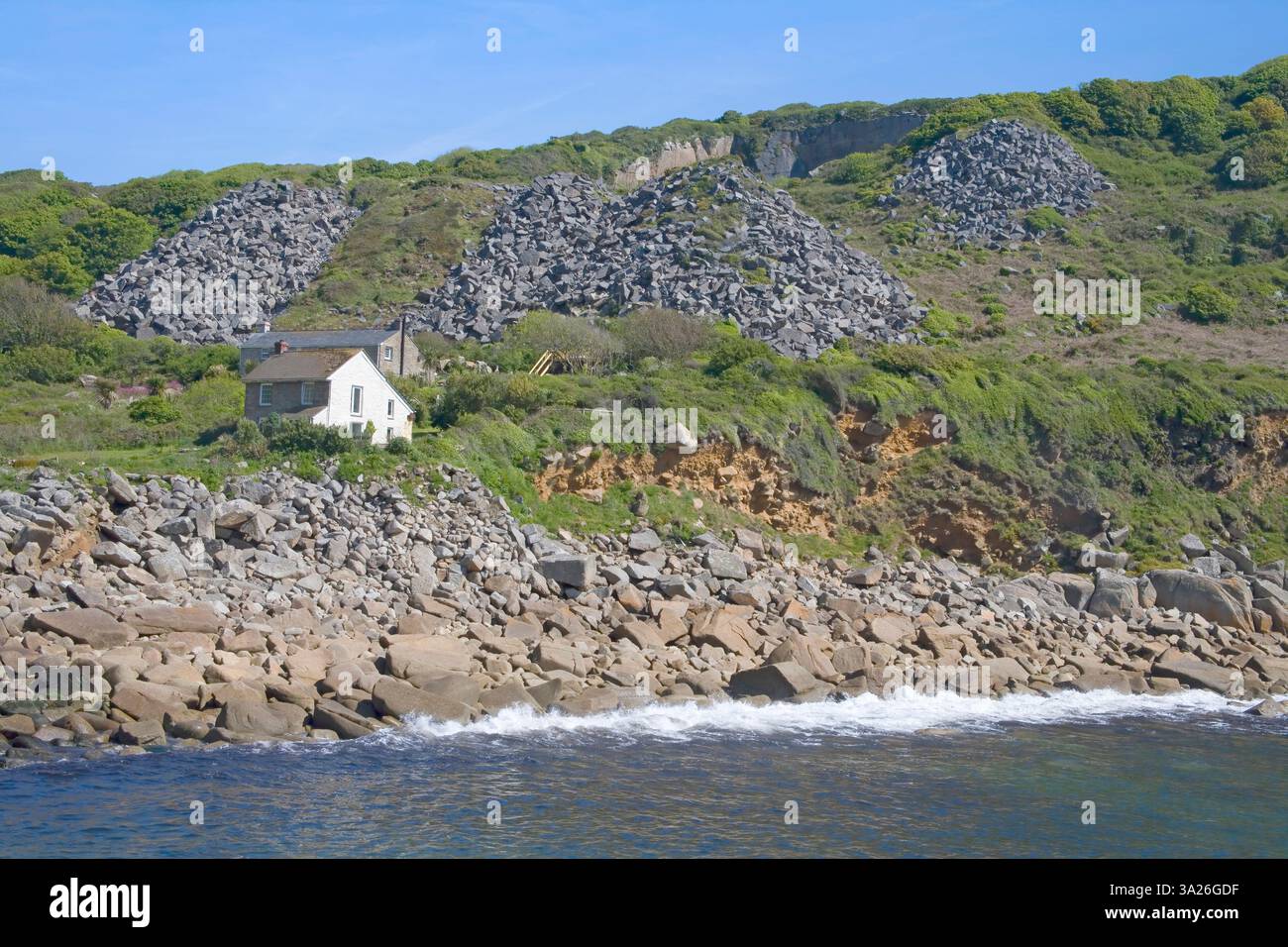 isolated cottage at the quarry in Lamorna cove on the south cornwall ...