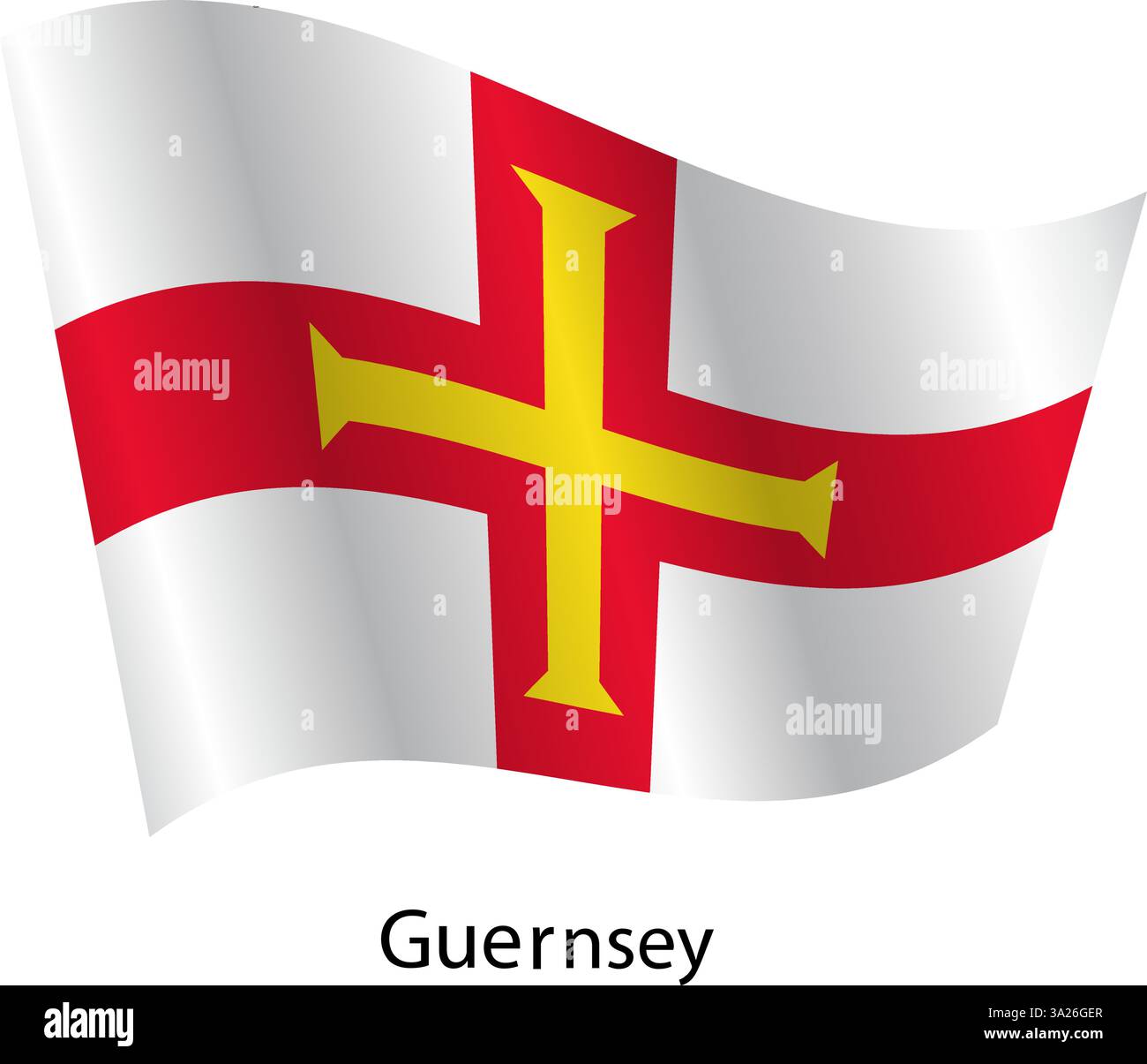Flag of the country Guernsey on a white background Stock Vector Image ...