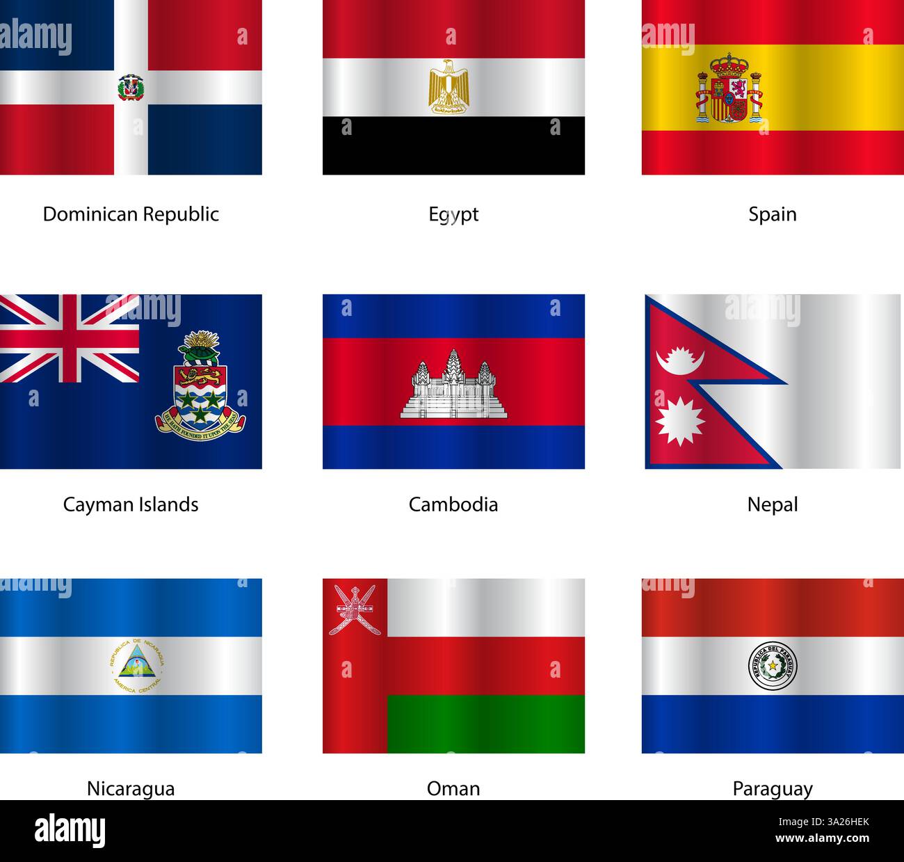 Set Flags of world sovereign states on a white background Exact colors ...