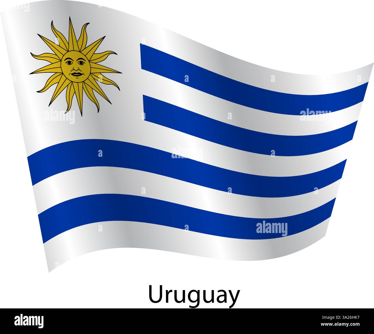 Flag of the country Uruguay on a white background Stock Vector Image ...