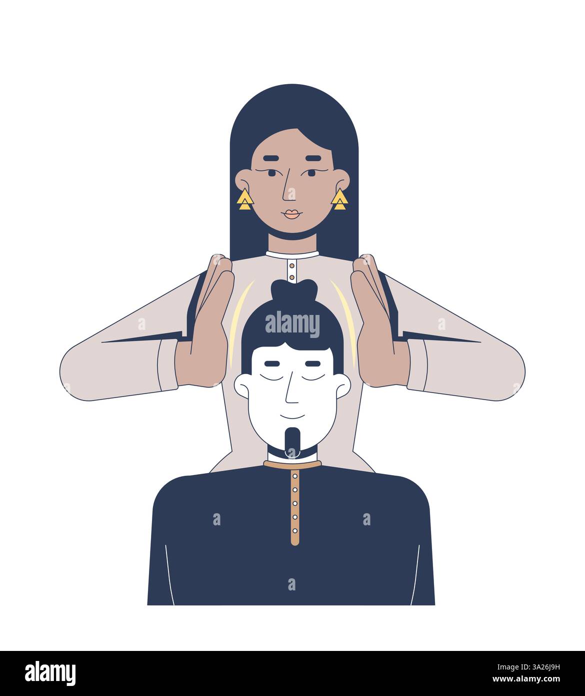 Energy healing with reiki therapy 2D vector illustration Stock Vector ...