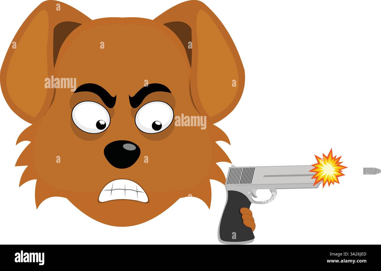 vector illustration emoji character face dog cartoon, shooting a weapon ...