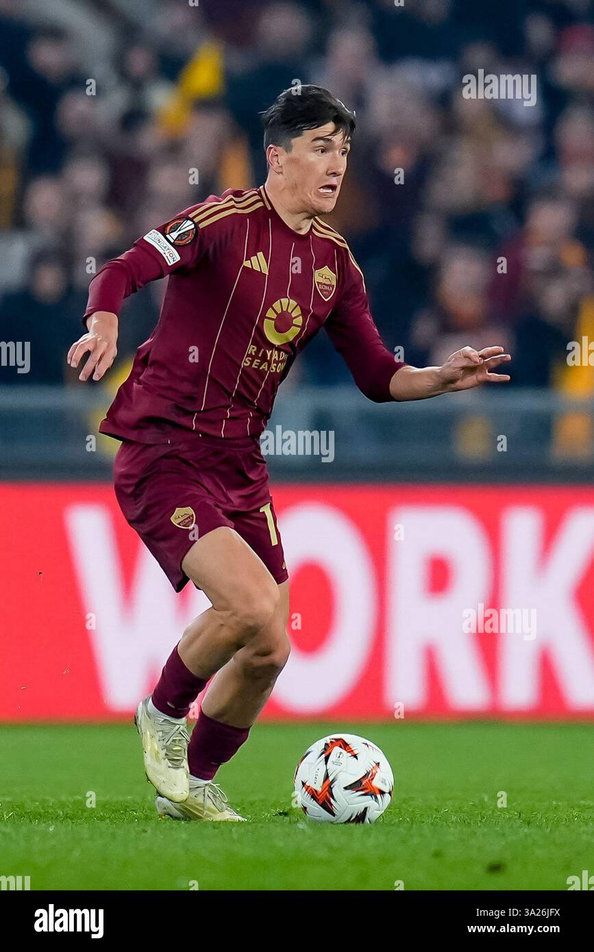 Eldor Shomurodov of AS Roma during the UEFA Europa League 2024/25 Round of 16 First Leg match ...