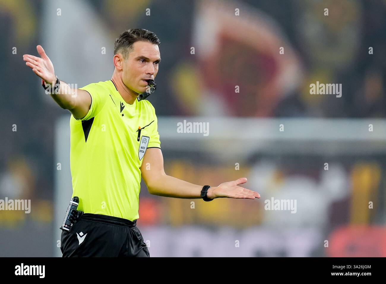 Referee Sandro Scharer gestures during the UEFA Europa League 2024/25 ...