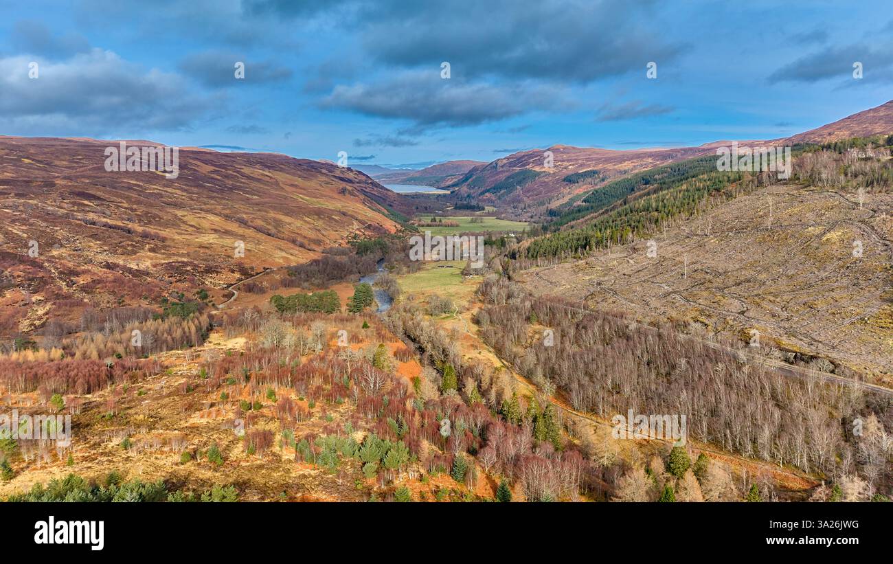 Corrieshalloch Gorge view down the Abhainn Droma River towards Loch ...