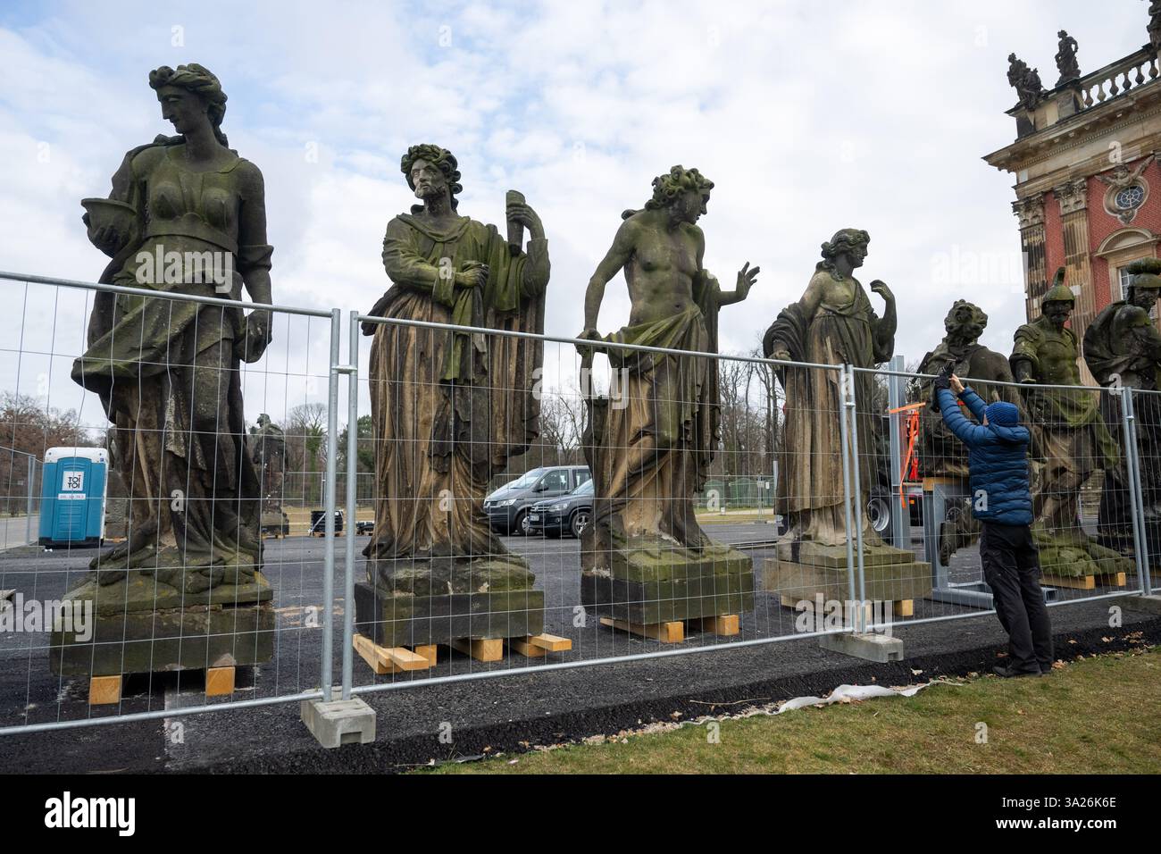 Potsdam, Germany. 12th Mar, 2025. Statues that stood on the roof of the ...