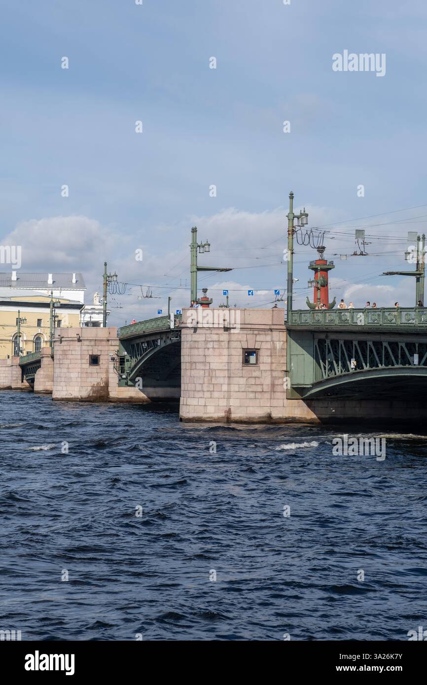 March 11, 2025, Saint Petersburg, Russia. Water flows under iconic ...