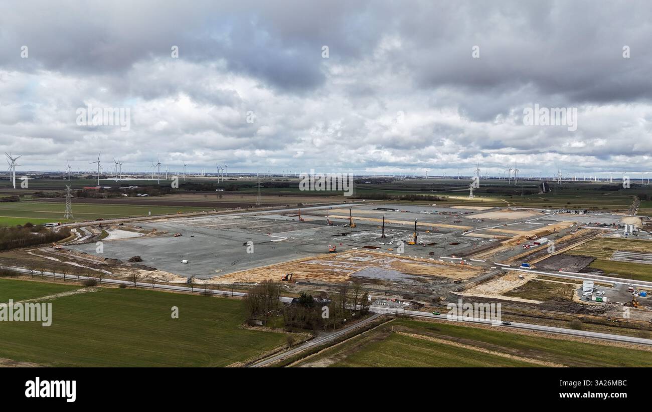 Heide, Germany. 12th Mar, 2025. Construction site of the Northvolt Drei ...