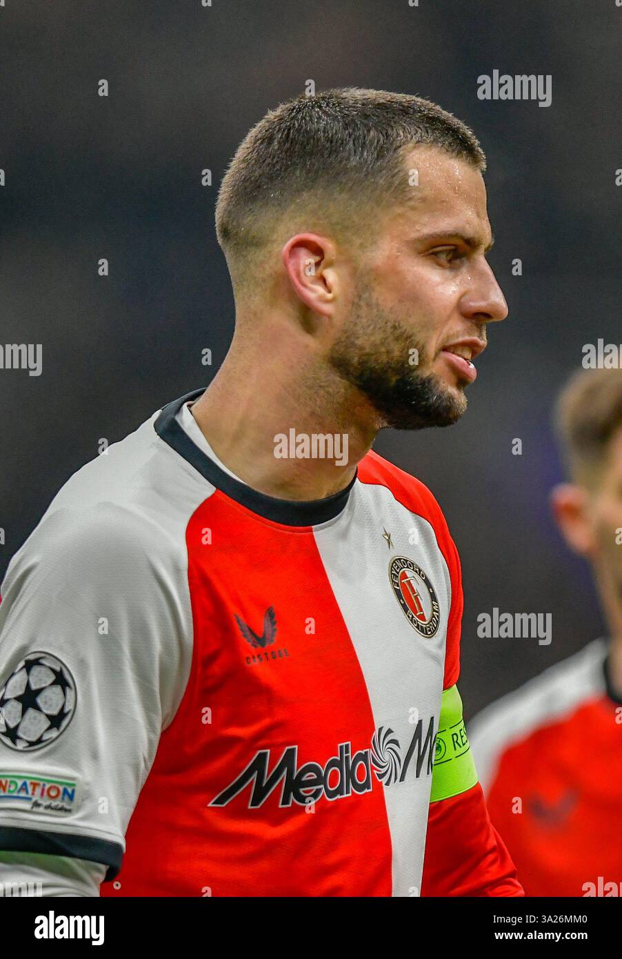 Milano, Italy. 11th Mar, 2025. David Hancko (33) of Feyenoord seen ...