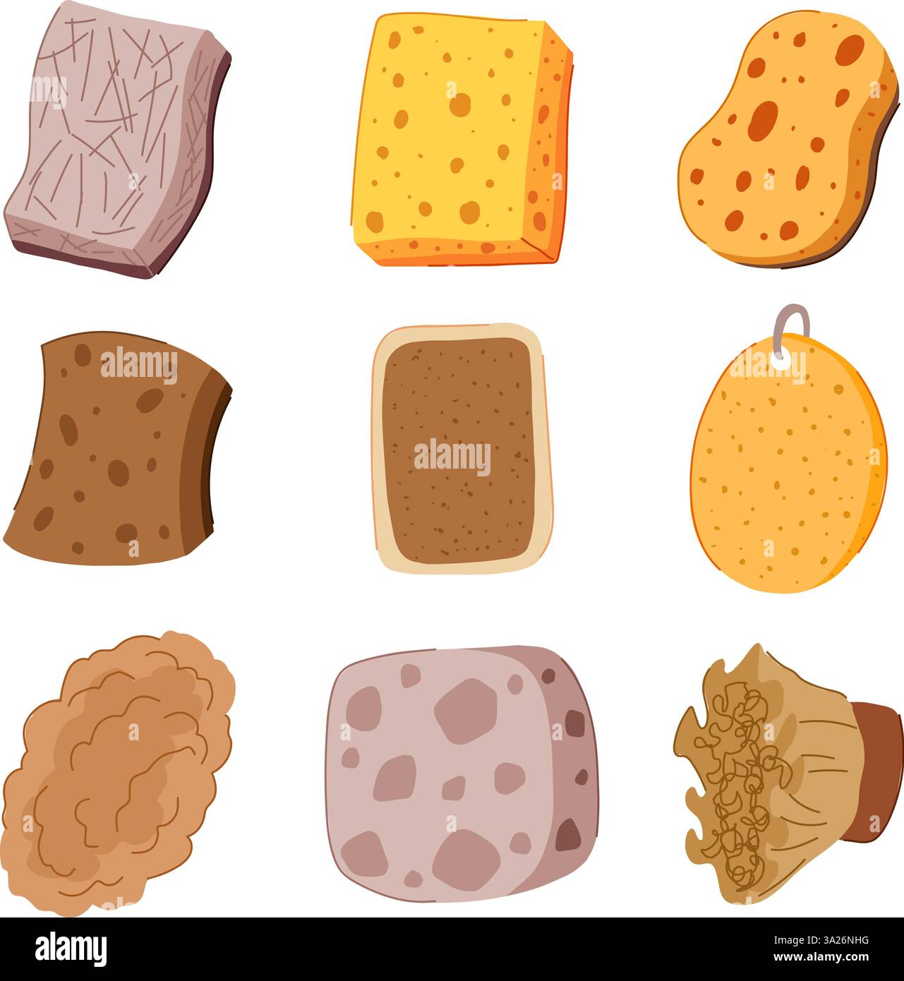 biodegradable kitchen sponge set cartoon vector illustration Stock ...