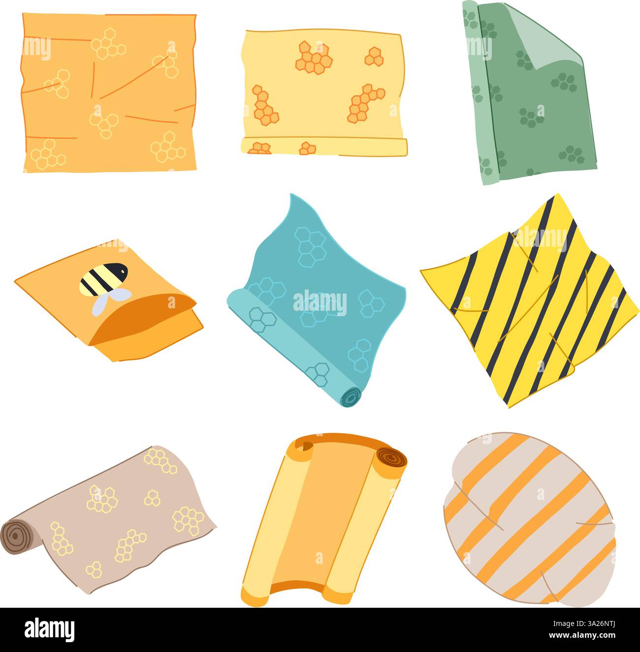 beeswax food wrap set cartoon vector illustration Stock Vector Image ...