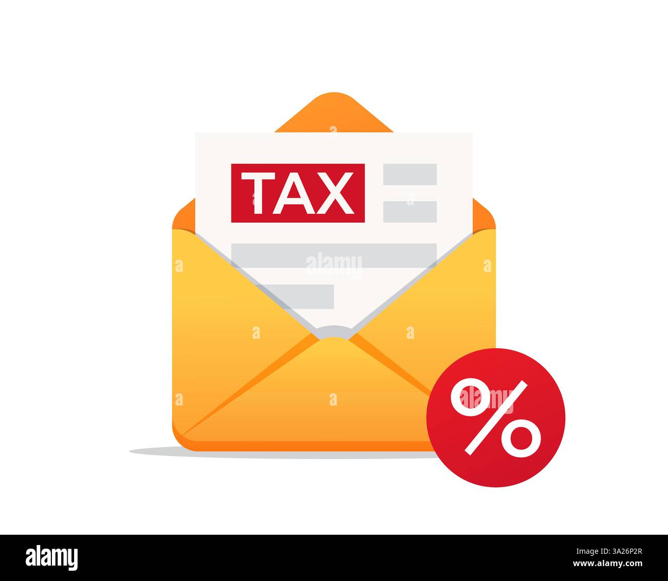 Tax form in open envelope. Tax letter. Tax mail. Vector illustration ...