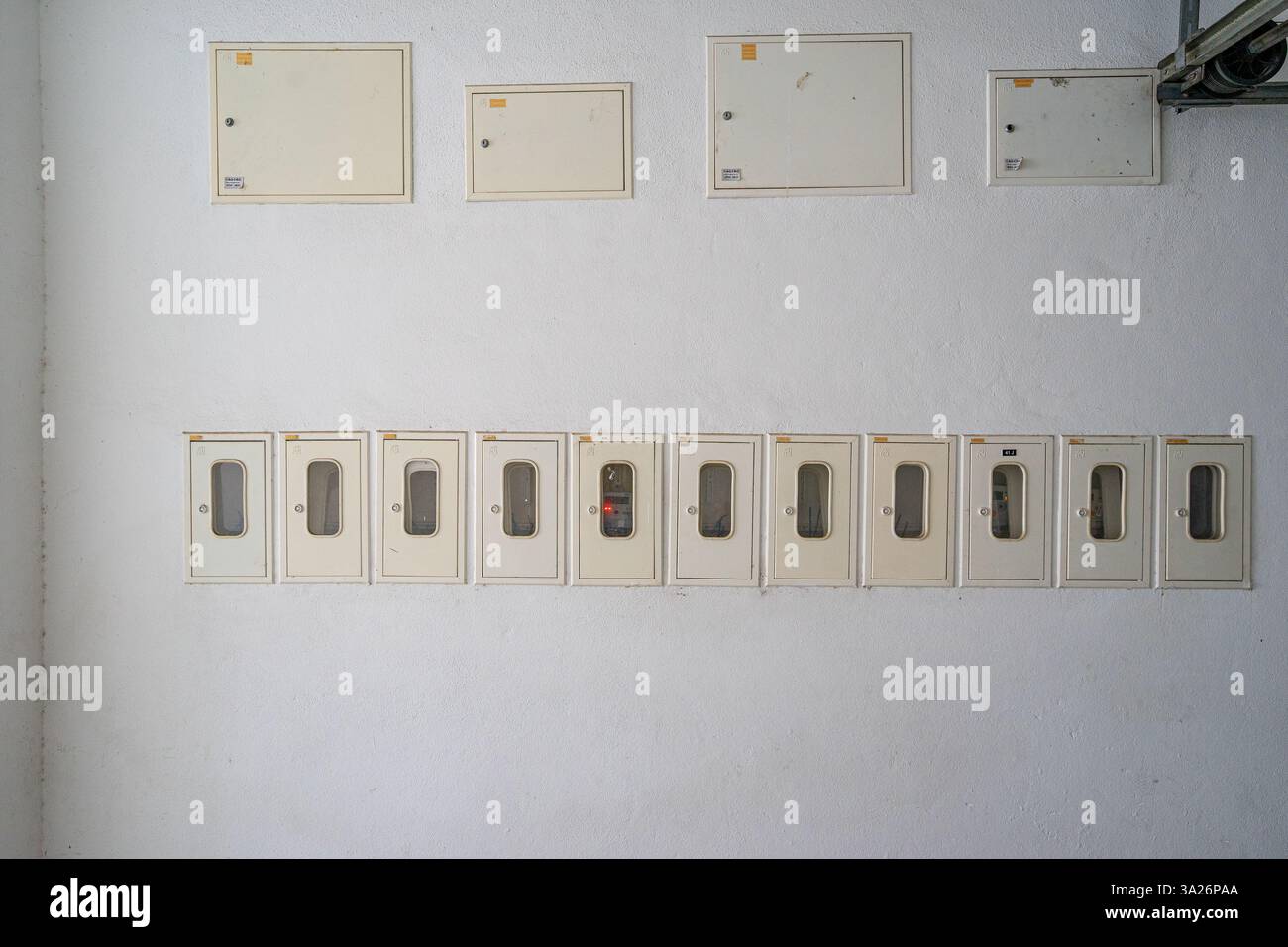 Electrical panel with 10A, 16A and 25A circuit breakers Stock Photo - Alamy