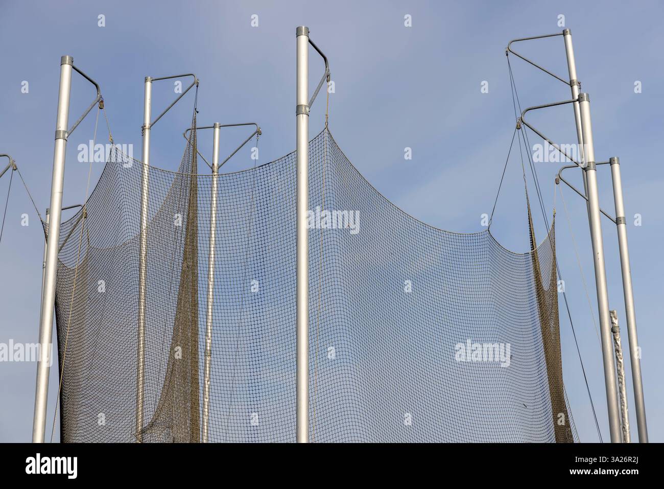 metal fencing with synthetic net to protect spectators at hammer ...