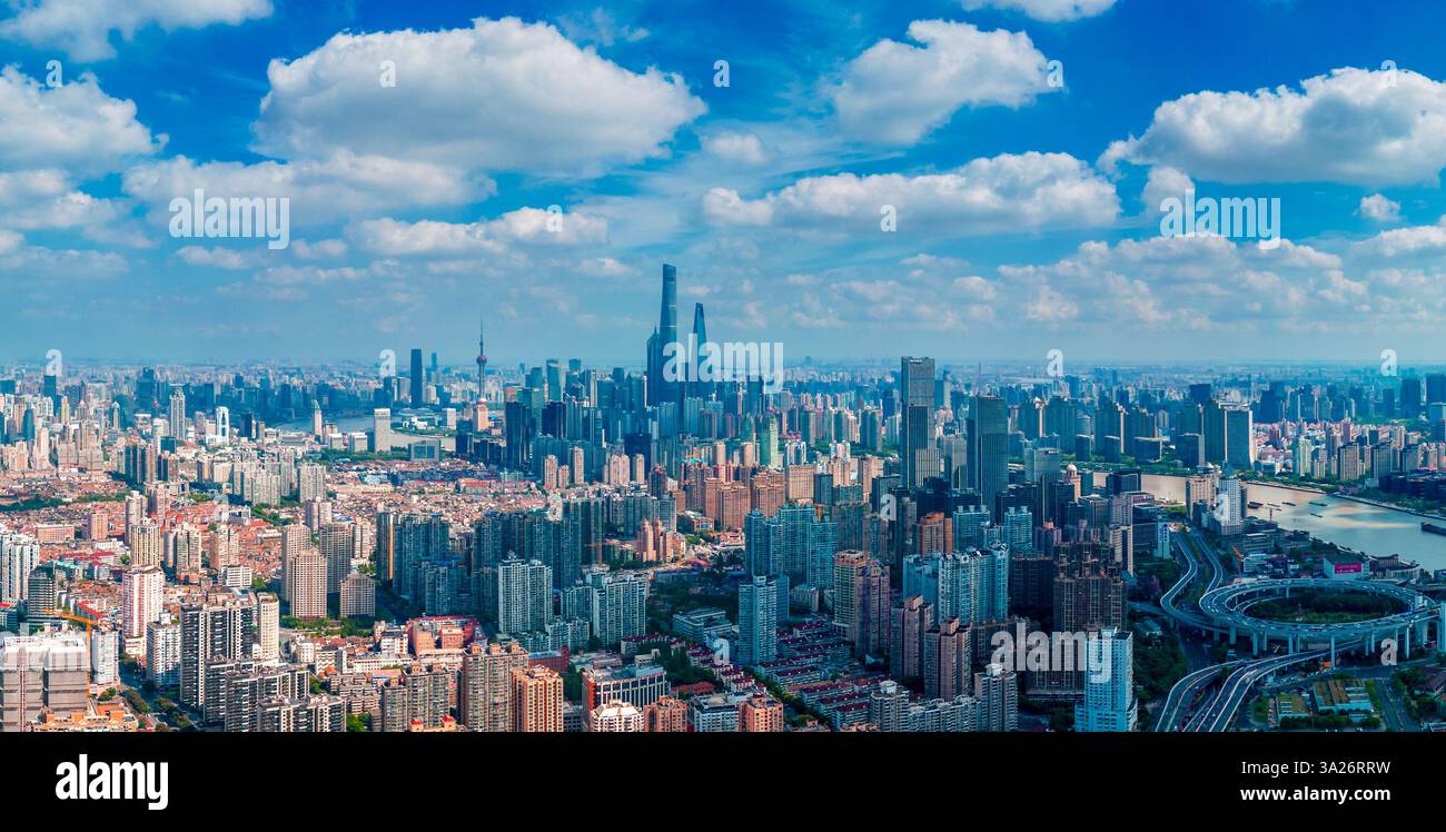 Aerial view of downtown Shanghai, China Stock Photo - Alamy