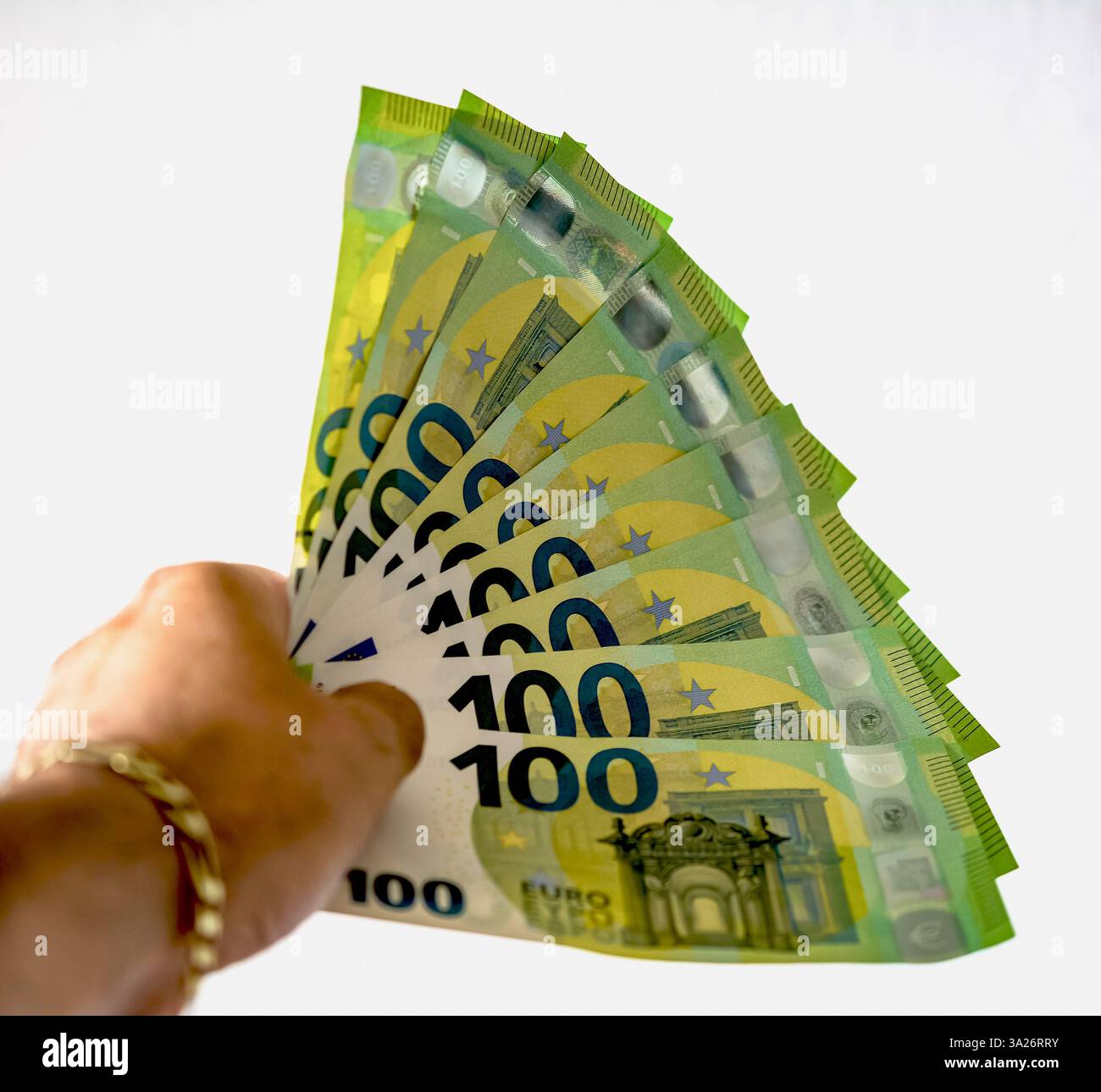 Hand Holding Fan of 100 Euro Banknotes – Financial Success, Wealth ...