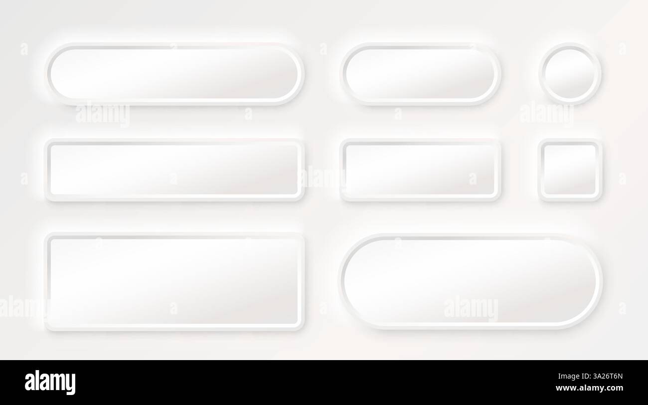 Frame button, white color set, minimal label message. Vector Stock ...