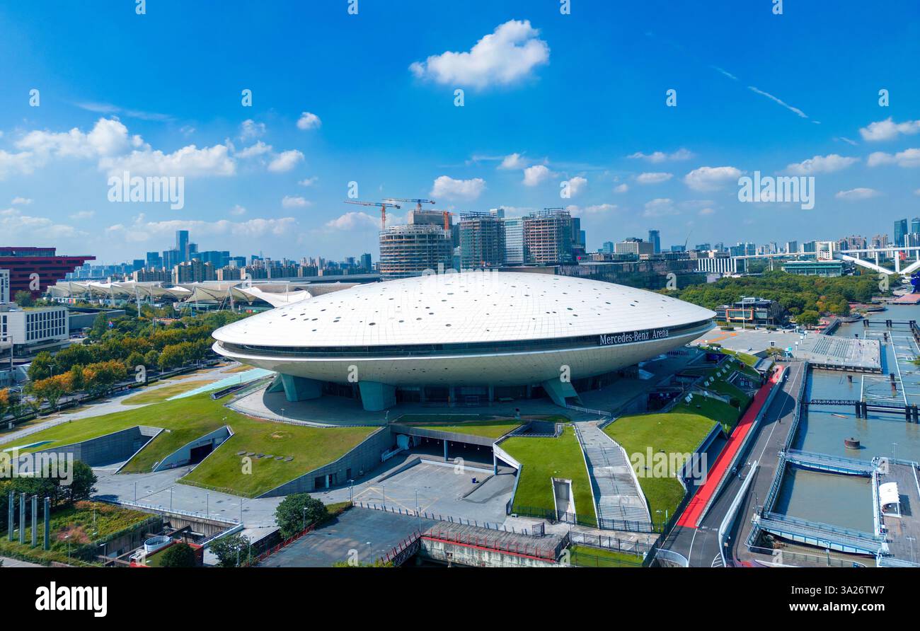 Cityscape of Shanghai World Expo Exhibition & Convention Center, China ...