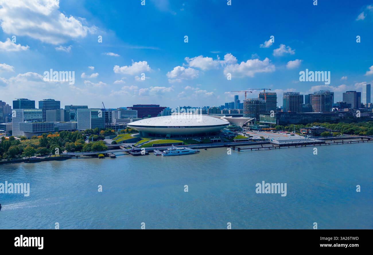Cityscape of Shanghai World Expo Exhibition & Convention Center, China ...