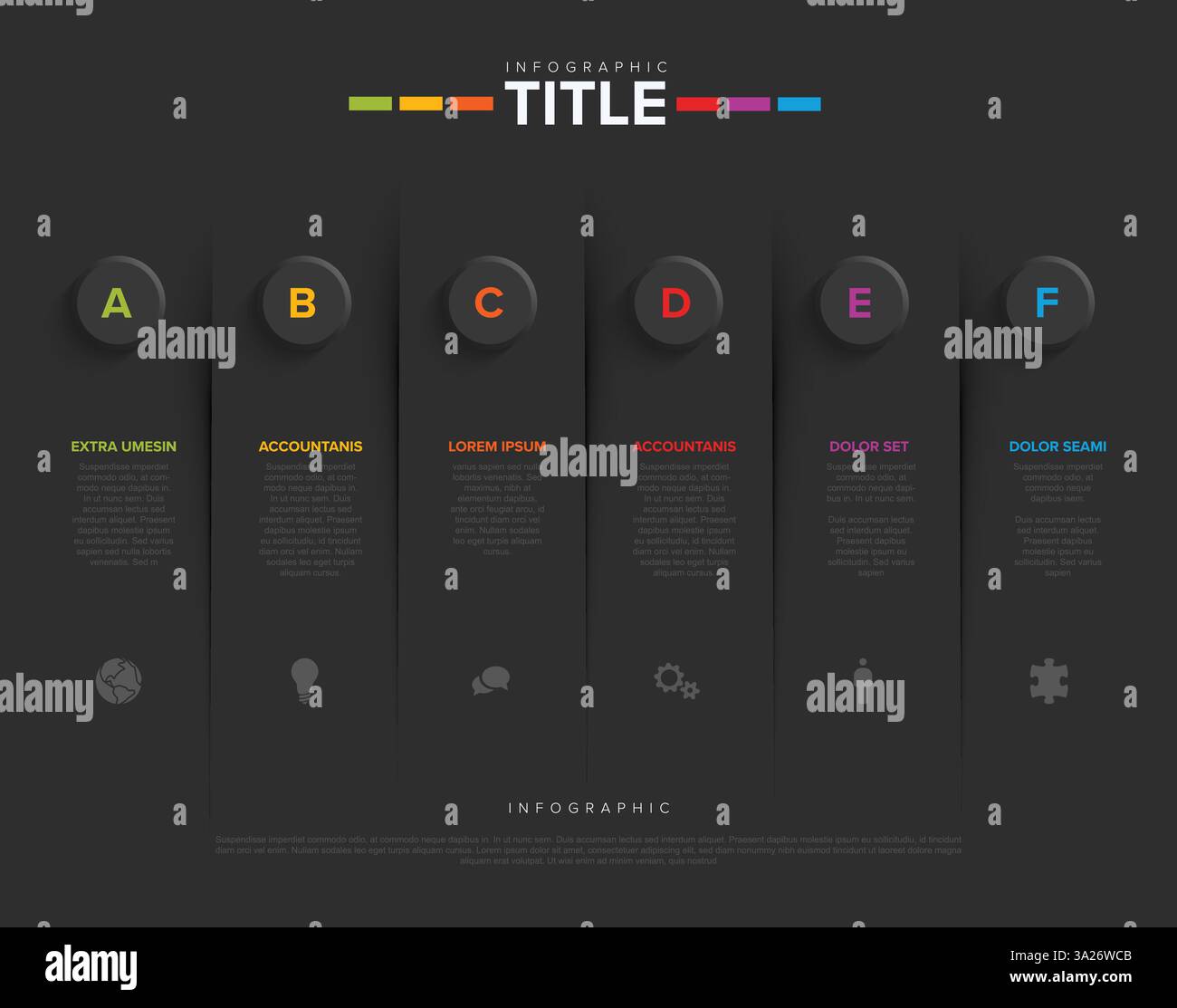 A clean, modern infographic template featuring six vertical sections ...