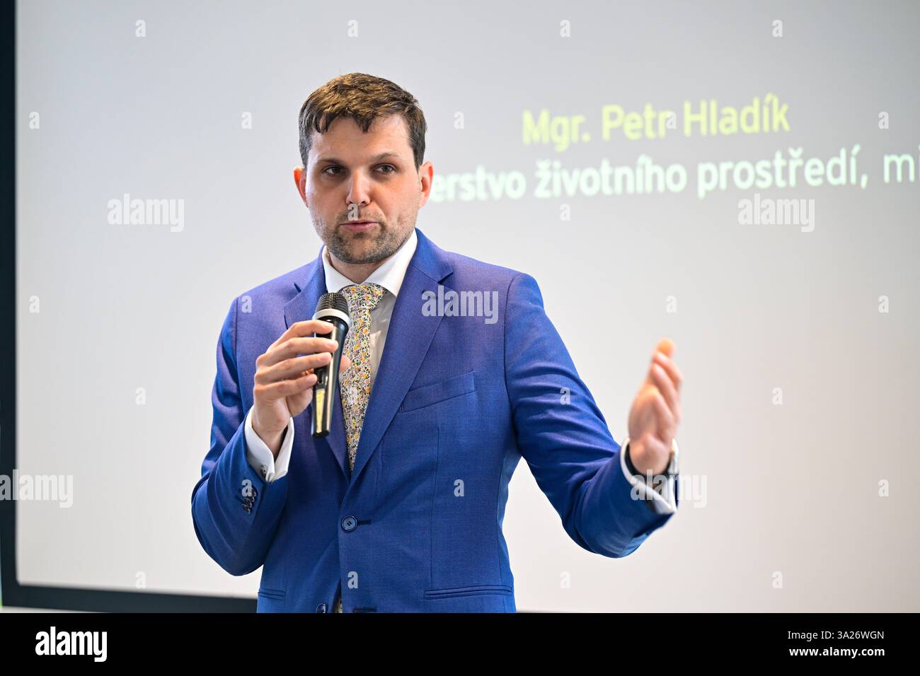 Czech Environment Minister Petr Hladik gives opening speech during a ...