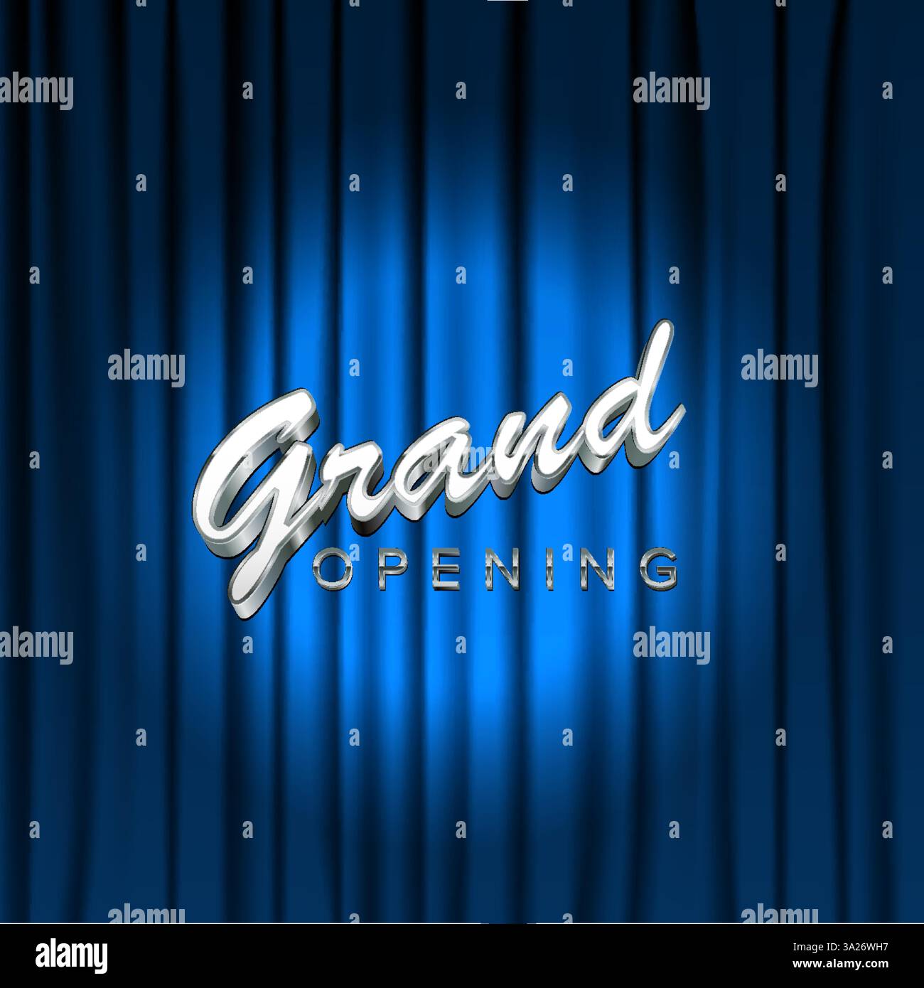 A grand opening sign with elegant silver lettering shines against a ...