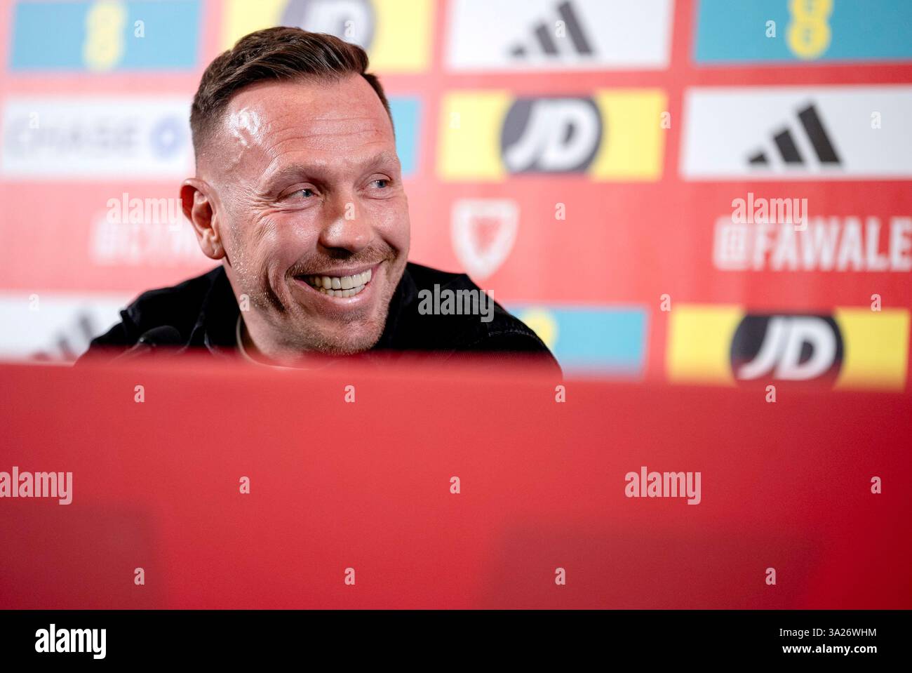 Wales head coach Craig Bellamy during a press conference at the Vale ...