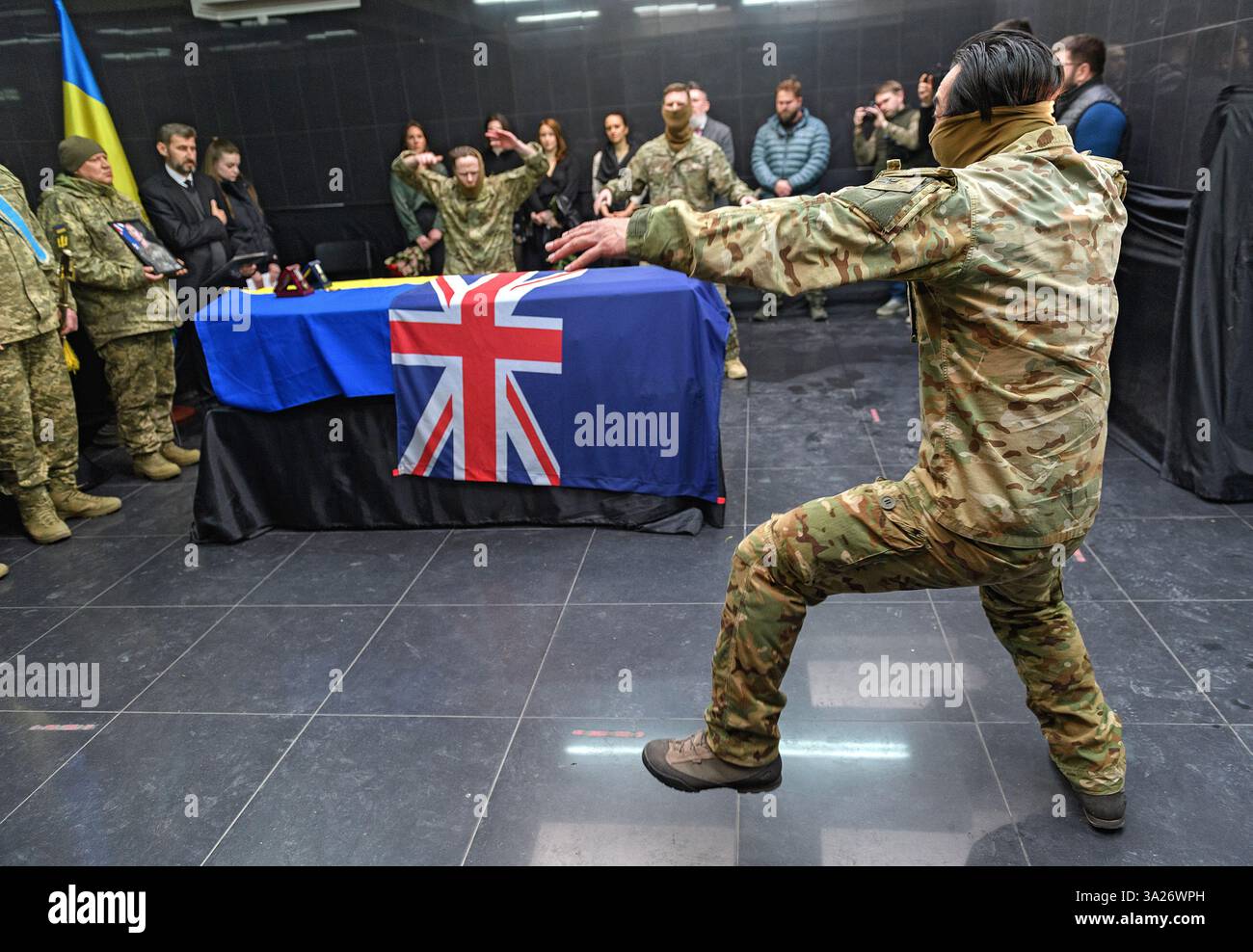 Non Exclusive: Soldiers perform a haka dance during a memorial ceremony ...
