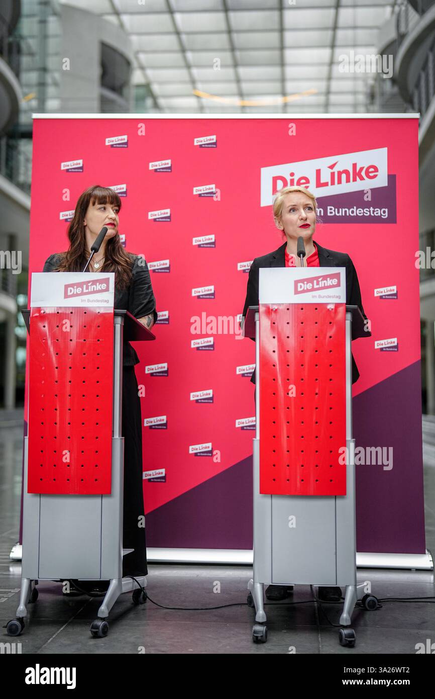 Berlin, Germany. 12th Mar, 2025. Heidi Reichinnek (l, Die Linke) and ...