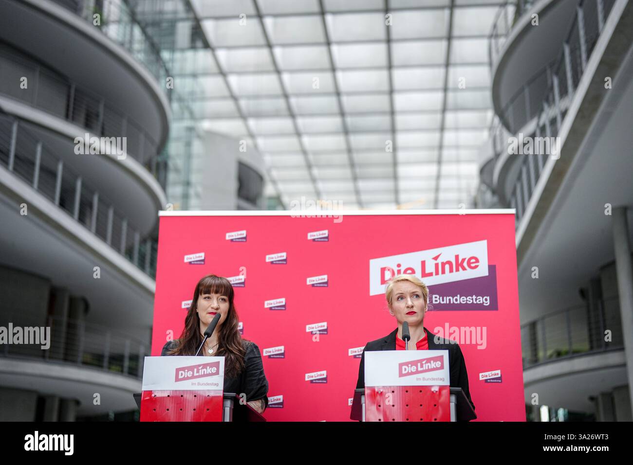 Berlin, Germany. 12th Mar, 2025. Heidi Reichinnek (l, Die Linke) and ...