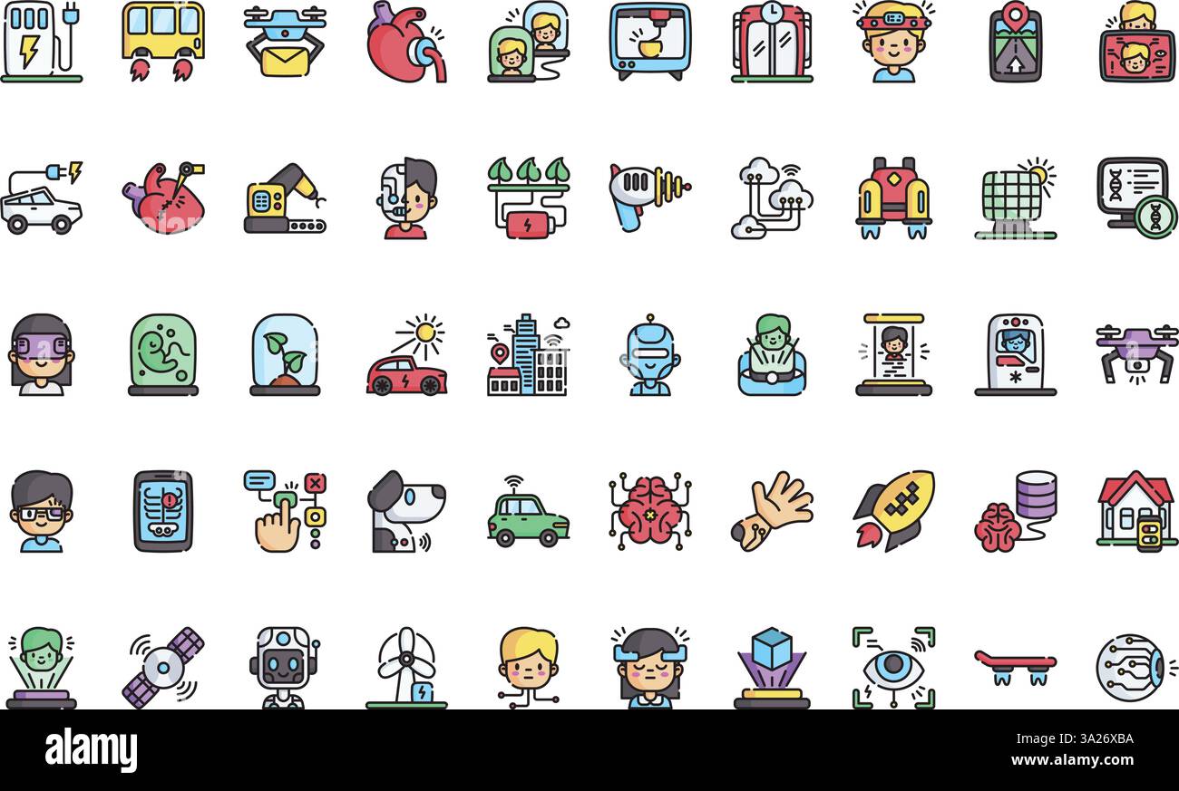 Futuristic technology icons High-Quality Vector Icons Collection with ...