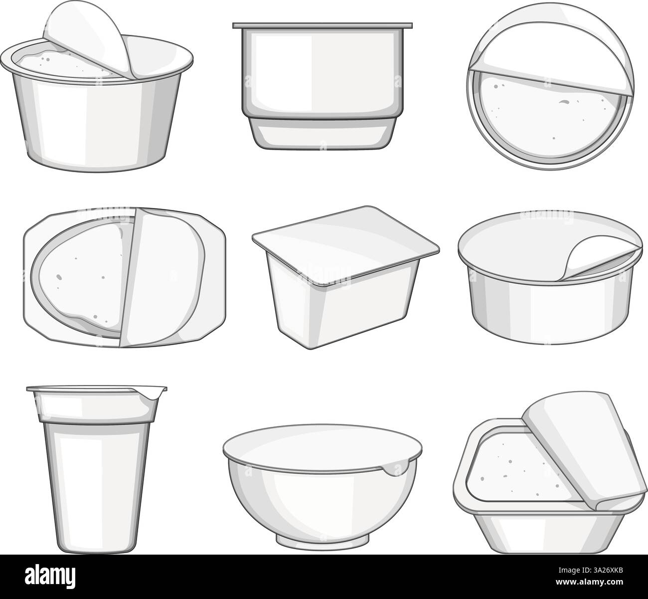 yogurt container set cartoon vector illustration Stock Vector Image ...