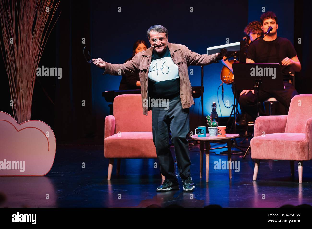 Milan, Valentino Rossi interviewed by Giacomo Poretti at the recording ...