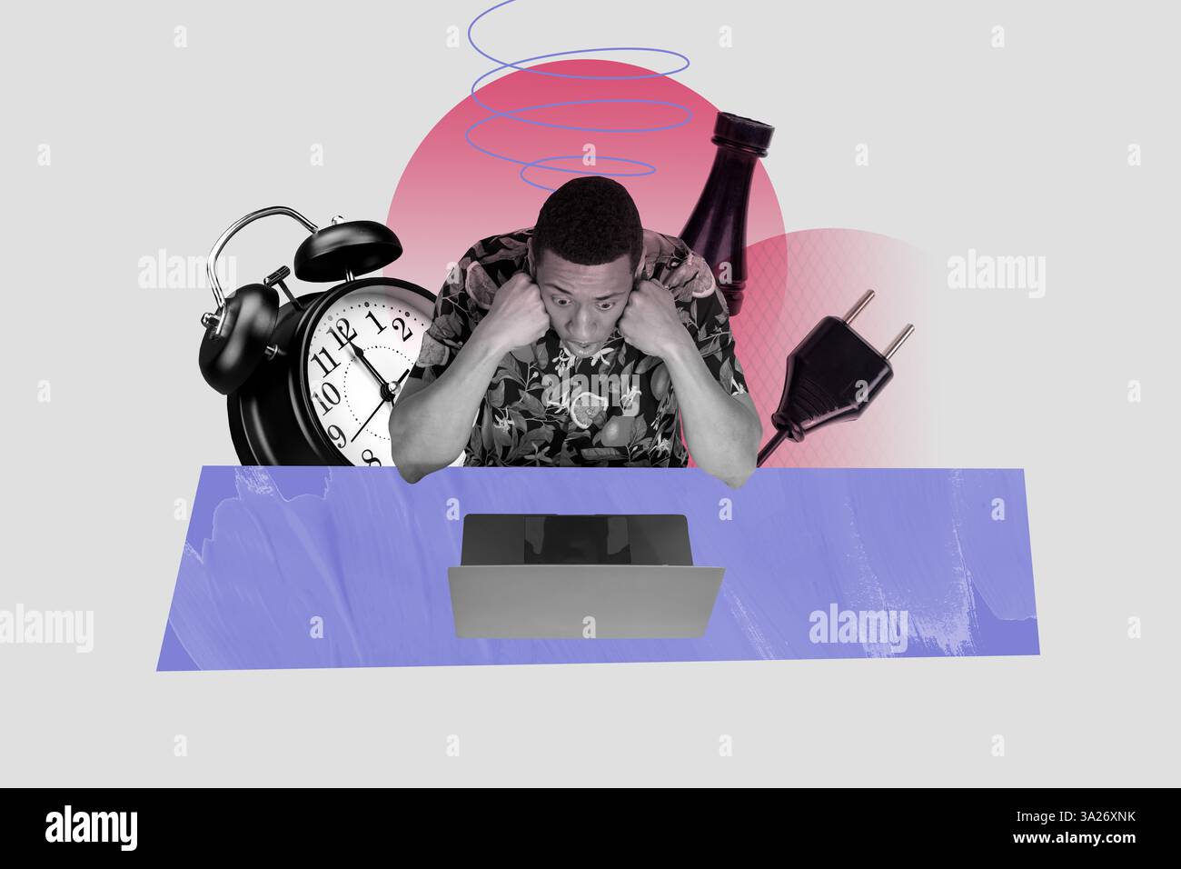 3d sketch poster trend collage image of puzzled american man sit ...