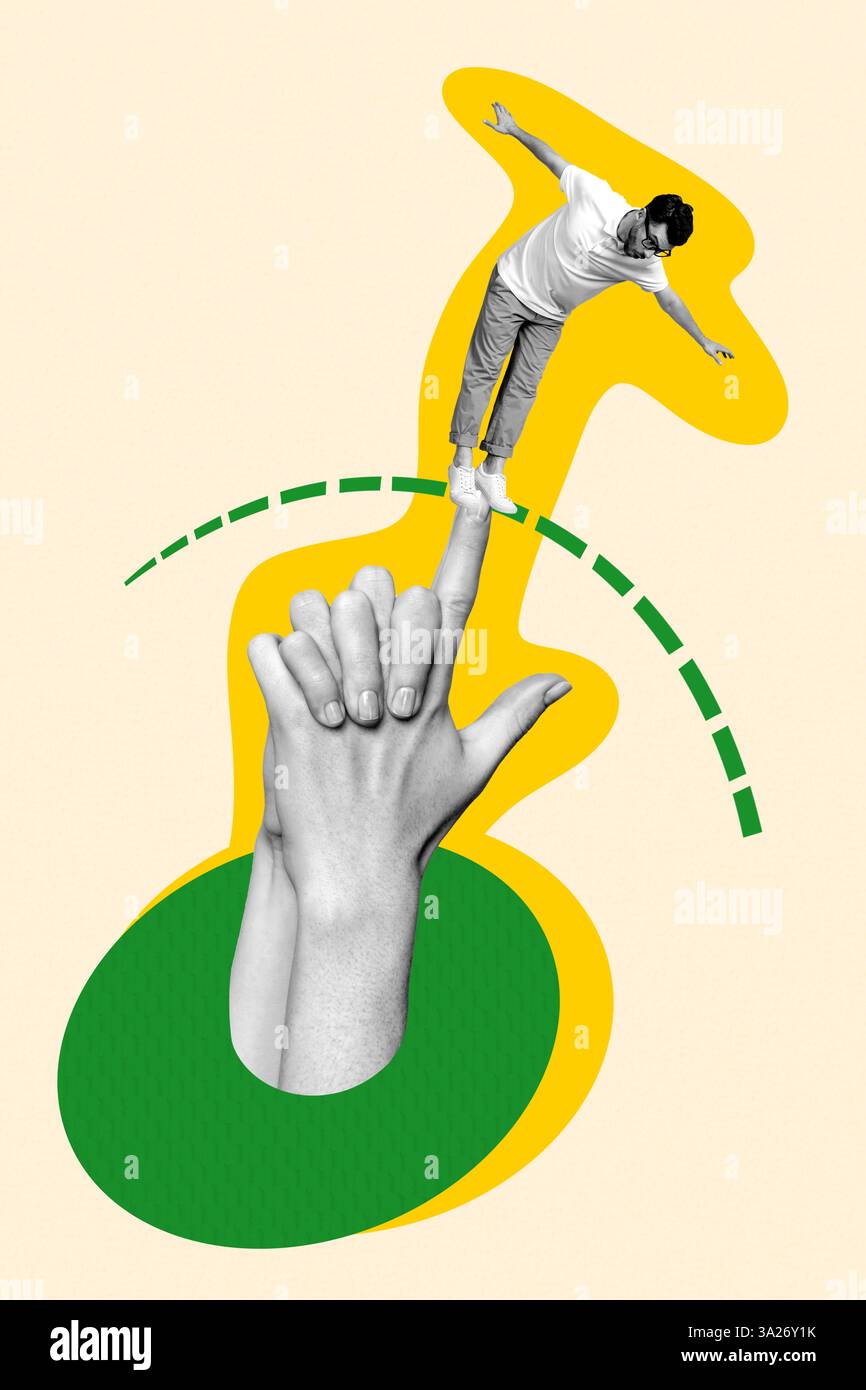 Trend artwork composite banner 3D photo collage of sign body language ...