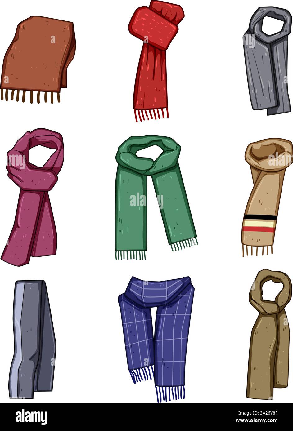 winter scarf man set cartoon vector illustration Stock Vector Image ...
